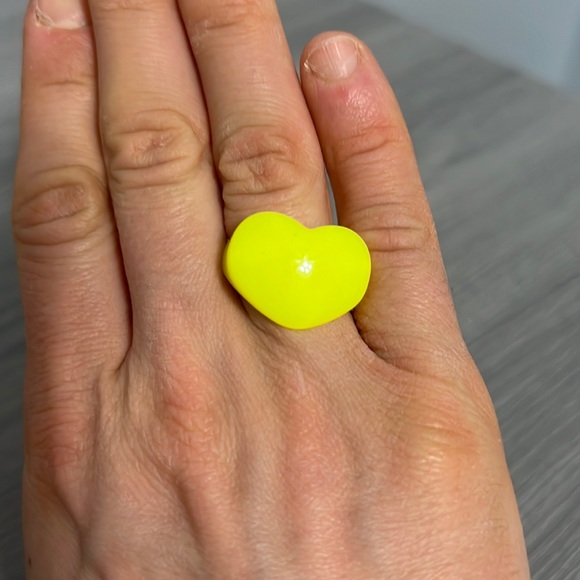 Jewelry | Vintage Plastic Yellow Heart Ring Size 75 Euc | Poshmark